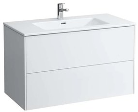 Laufen Pro S - Skříňka s umyvadlem, 100x61x50 cm, 2 zásuvky, lesklá bílá H8649622611041