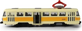RAPPA Kovová česká retro tramvaj Tatra T3 s otevíracími středními dveřmi - 16 cm - žlutá