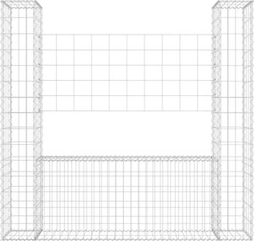 Gabionový koš ve tvaru U se 2 sloupky železo 140 x 20 x 150 cm 151282