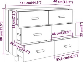 vidaXL Příborník HAMAR 113 x 40 x 80 cm masivní borovice [340451] Barva: Bílá