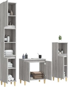 3dílný set koupelnového nábytku šedý sonoma kompozitní dřevo 3185587