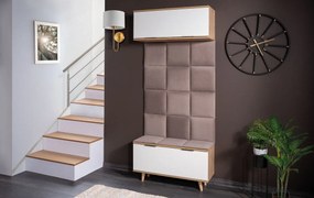 Casarredo - Komfort nábytek Předsíňová stěna PUB s čalouněním, dub artisan/bílá mat/béžová