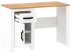 Bílý psací stůl se skříňkou a zásuvkou LANZETTE