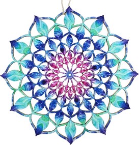 AMADEA Dřevěná dekorace  mandala barevná  9 cm