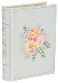 Modrý úložný box s květy ve tvaru knihy Book Van - 17*14*5 cm