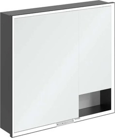 Villeroy & Boch My View+ - Zrcadlová skříňka s LED osvětlením 80x75x17 cm, 2 dvířka, Brilliant White/matná černá B48280VE