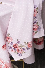 Růžová kulatá utěrka s růžemi Dotty Rose - Ø 80 cm