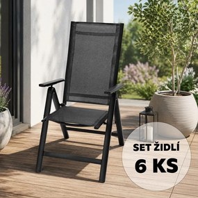 Set 6ks hliníkových polohovacích křesel Avenberg ISLA černá