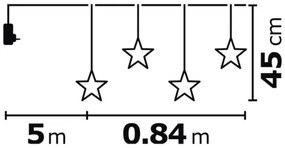 LED vánoční závěs EMOS DCGW02 ZY2264 hvězdy 80cm teplá bílá s časovačem