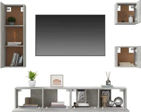 5dílný set TV skříněk betonově šedý kompozitní dřevo 3114441