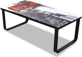 vidaXL Skleněný konferenční stolek s potiskem, motiv telefonní budky [241176]