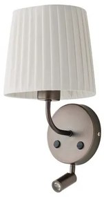 Redo Nástěnná LED lampa Piccadilly 1xE27 + LED 3W Barva: Chrom, Barva stínidla: béžová