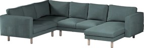 Potah na pohovku IKEA Norsborg rohová, 5-místná se šezlongem barva modrá látka pletený vzor