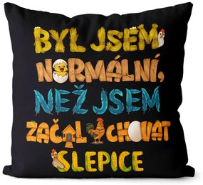 Polštář Býval jsem normální – slepice (Velikost: 55 x 55 cm)