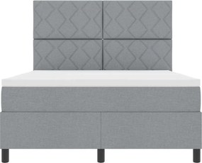 Postel s boxspringem s čelo Světle šedá 160 x 200 cm textil 3339476