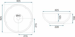 Rea Sevilla, umyvadlo na desku 425x425x150 mm, modrá-bílá, REA-U7505