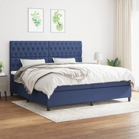 Box spring postel s matrací modrá 200x200 cm textil 3142047