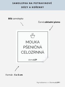MOUKA PŠENIČNÁ CELOZRNNÁ– průhledná samolepka na dózu, základní písmo, 5 × 5 cm | DomaLEP