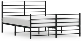 Kovový rám postele s hlavovým a nožním čelem černý 160 x 200 cm,  352340