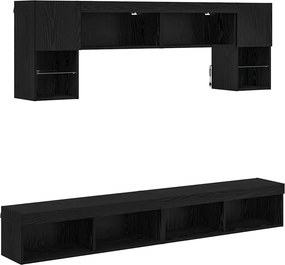 TV nástěnné jednotky s LED 6 ks Černý dub Kompozitní dřevo 3402964