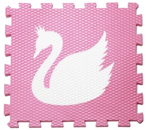 Vylen Pěnové podlahové puzzle Minideckfloor Labuť Růžový s bílou labutí 340 x 340 mm