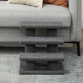 PawHut Kočičí schůdky 3 stupně, zvířecí schody, schody pro kočku, domácí schůdky 45 x 35 x 34 cm, tmavě šedé