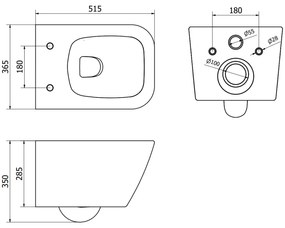 Mexen Madox WC mísa Rimless s pomalu padající deskou slim, duroplast, bílá - 30154000