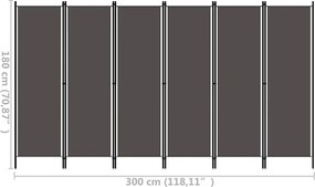 6dílný paraván antracitový 300 x 180 cm 320729