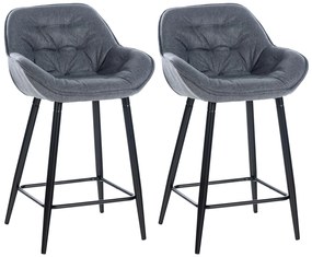 Barové židle Baycliff - 2ks - látkové čalounění | šedé