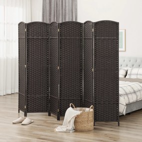 HOMCOM 6-panelový skládací paravan 240x170 cm pro obývací pokoj, ložnici a kancelář, hnědý