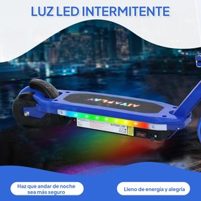 Elektrická koloběžka AIYAPLAY pro děti 6-14 let, max. 10 km/h, 80 W motor, maximální dojezd 8 km, koloběžka pro děti s LED světly a zadní brzdou, mod…