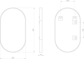 Sapho AVONA oválné zrcadlo v rámu 40 x 70 cm černá mat AV400