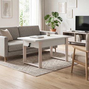 Rozkládací polohovací konferenční stolek HOGO 3v1 | 120-157x62,5-74,5x67 cm | síla horní desky 32 mm | bílá/nohy kašmír