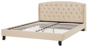 Čalouněná béžová postel 160 x 200 cm BORDEAUX Beliani