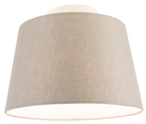 Stropní lampa s lněným stínidlem taupe 25 cm - bílá Combi