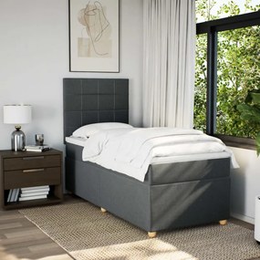Box spring postel s matrací tmavě šedá 90x200 cm textil 3291164