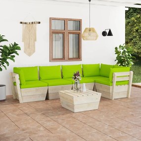 vidaXL 6dílná zahradní sedací souprava z palet + podušky smrkové dřevo [3063574] Barva: Jasně zelená