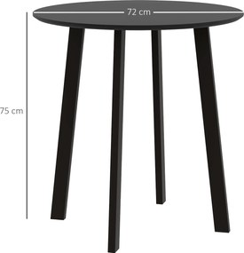 HOMCOM Jídelní stůl Kulatý kuchyňský stůl Odkládací stolek Jídelní stůl se zkosenými nohami do kuchyně Jídelna Obývací pokoj Moderní design Černá 72 …