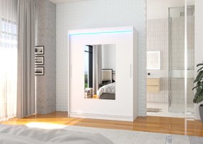 ADRK Furniture Posuvná skříň se zrcadlem a LED osvětlením DORRIGO 150