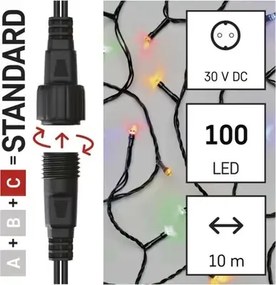 Emos D1AM03 Connect / Světelný řetěz / 100 LED / 10 m / multicolor / I