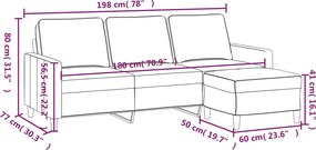 3místná pohovka s podnožkou vínová 180 cm samet 3201059
