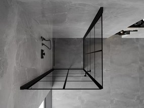 Mexen Mist-B Duo, 2-křídlý ​​výklopný sprchový kout 80 x 80 cm, čiré sklo-černá mřížka, 8A2-080L-080P-70-77