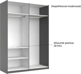 Skříň s posuvnými dveřmi 1,5x2,1 m (Dveře Grafit/Zrcadlo) série N Dominika