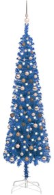 Úzký vánoční stromek s LED a sadou koulí modrý 240 cm,  3078079 HangarStore.cz