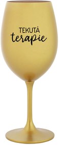 TEKUTÁ TERAPIE - zlatá sklenice na víno 350 ml