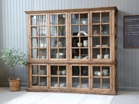 Přírodní antik dřevěná skříň / vitrína s policemi Frances - 220*55*195cm