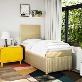 Box spring postel s matrací krémová 90x200 cm textil 3294237