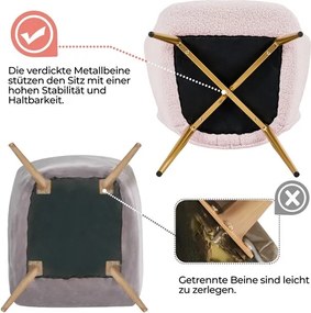 Křeslo Yaheetech – růžová, polyesterové buklé (266421671490)