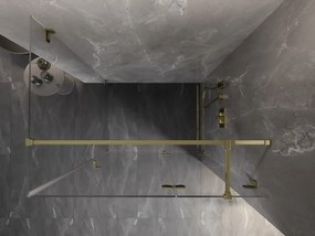 Mexen Lunar T, výklopný sprchový kout pravý 110 x 100 cm, 8mm čiré sklo, zlatý profil, 834T-110-100-50-00-P
