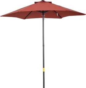 Slunečník Ø196 cm, šestihranný balkonový slunečník na pláž, balkon, zahrada, vínově červený